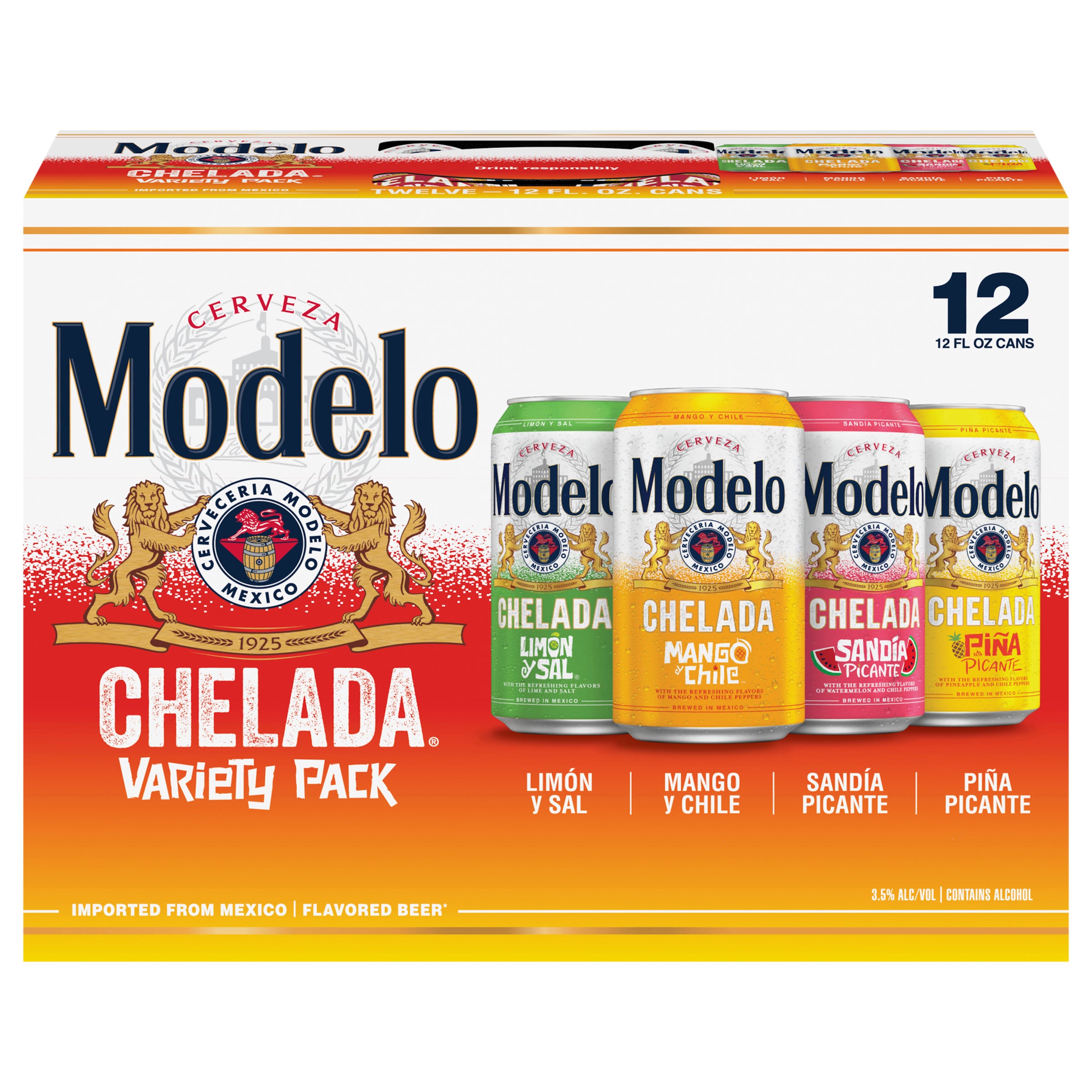 Modelo Chelada, paquete variado de cerveza mexicana importada con sabo ...